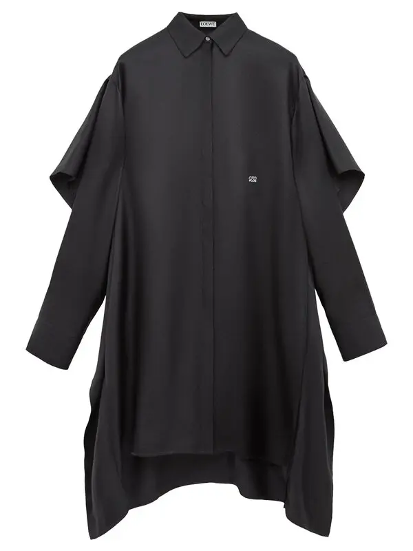 Loewe Silk-blend Draped Shirt Dress - Black