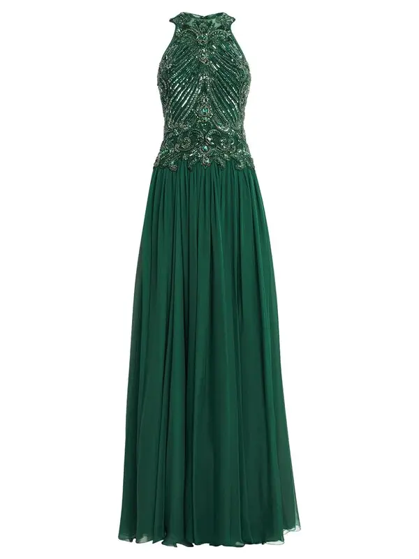 Zuhair Murad Silk Embellished Sleeveless Gown - Green