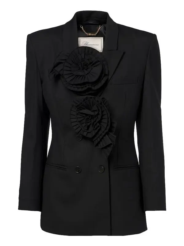 Blumarine Floral-applique Blazer - Black