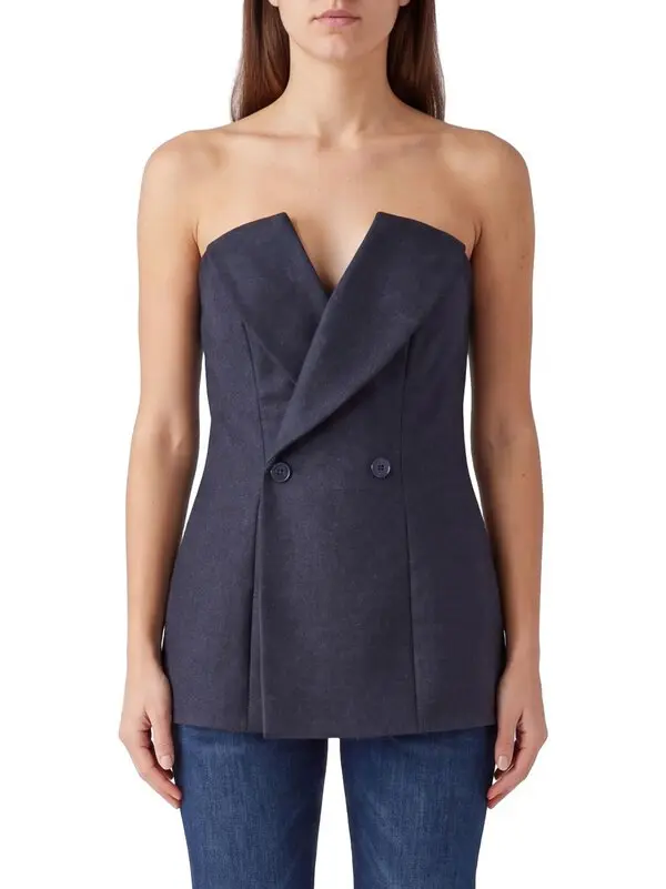 PAROSH Double-breasted Tailored Vest P.a.r.o.s.h. In Virgin Wool With Shawl Lapels - Grey