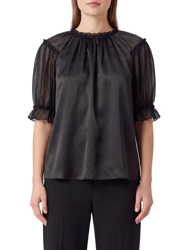 Ulla Johnson Alina Silk Blouse With Puff Sleeves - Black