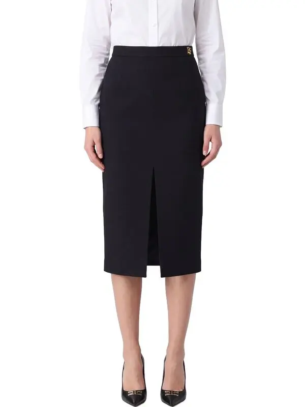 Elisabetta Franchi High-waisted Virgin Wool Midi Pencil Skirt - Black