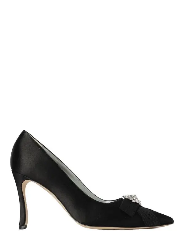 Manolo Blahnik Apius Satin Pumps With Jewel Buckle And High Heel - Black