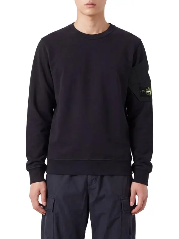 Stone Island Graphic Print Cotton Hoodie - Navy