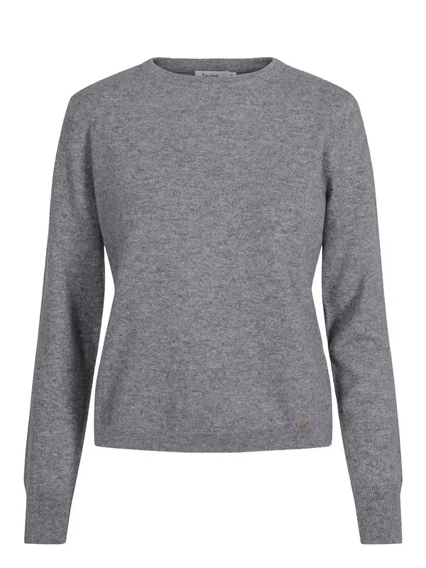 TIRILLM Sasha Basic Cashmere Pullover With Round Neck, River Stone - Grey