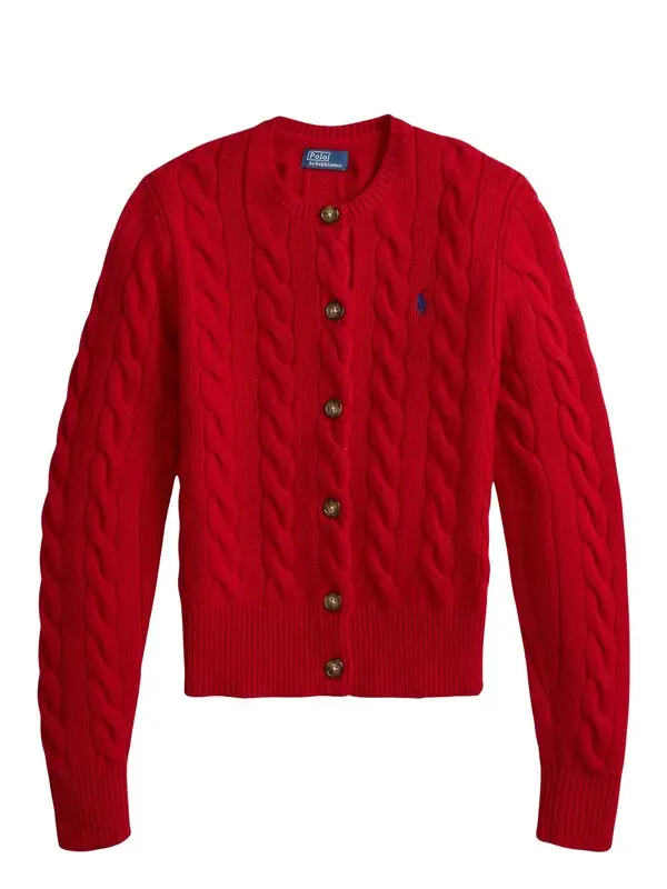 Polo Ralph Lauren Cable-knit Wool-cashmere Cardigan - Red
