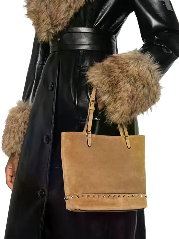 Valentino Garavani Rockstud Suede Tote Bag - Neutrals