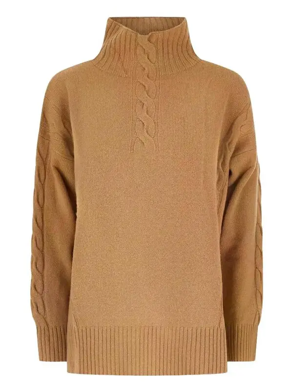KANGRA Cable-knit High-neck Sweater - Brown