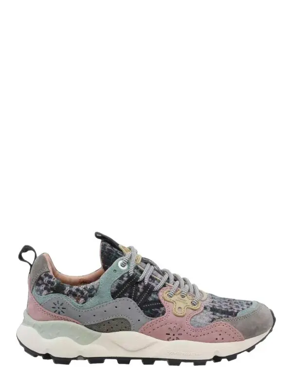 FLOWER MOUNTAIN Suede-panelled Tweed Sneakers - Grey