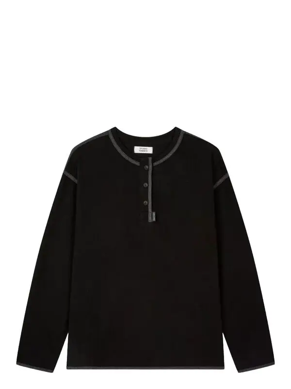 STUDIO TOMBOY Henley-neck T-shirt - Black