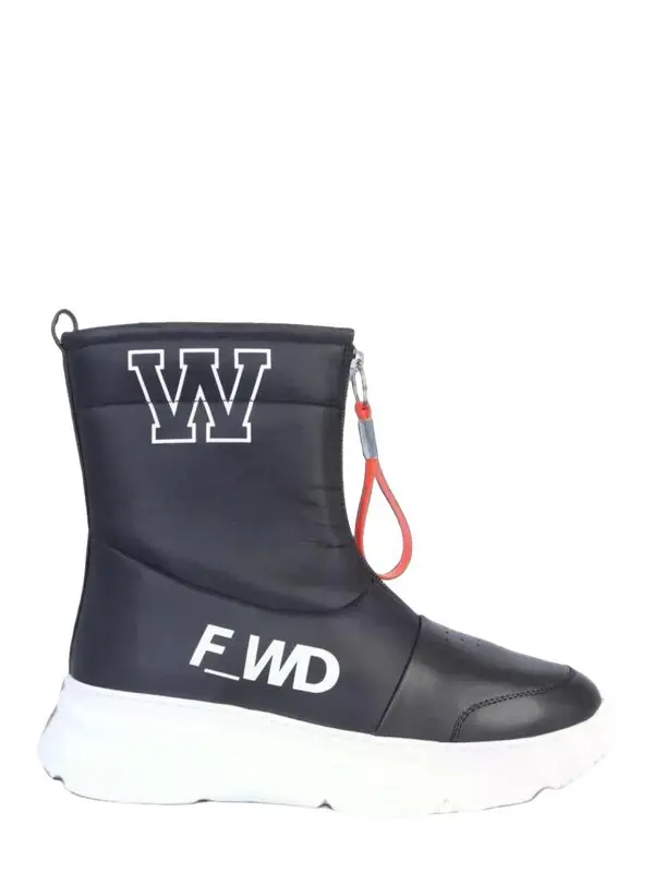 F_WD Logo-print Front-zip Boots - Black