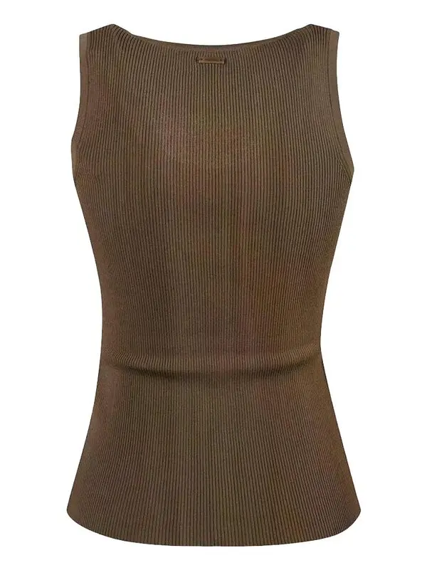 Max Mara Ribbed-knit Top - Brown