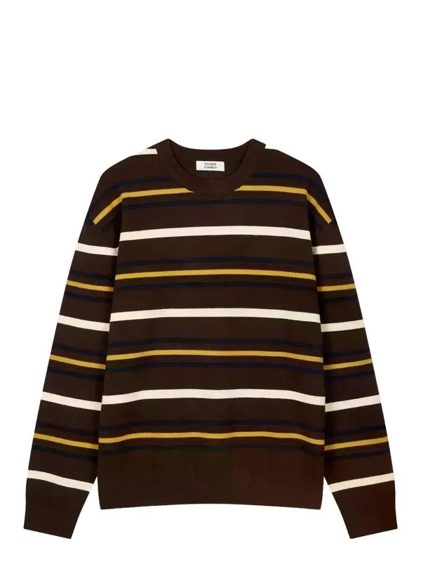 STUDIO TOMBOY Striped Knit Sweater - Brown