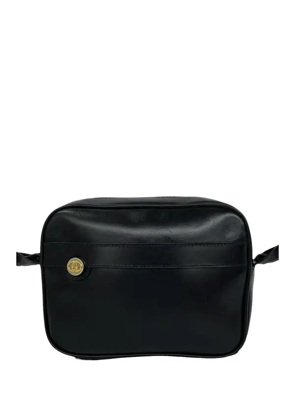 Gucci 1980-1990 Calfskin Interlocking G Crossbody Bag - Black