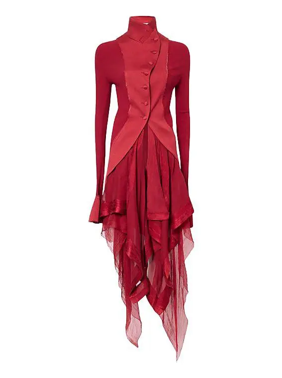 MARC LEBIHAN Fitted Ruffle Woven Jacket - Gun