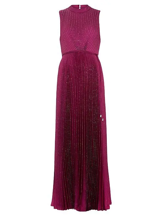PHASE EIGHT Simara Pleated Woven Maxi Dress - Fuchsia