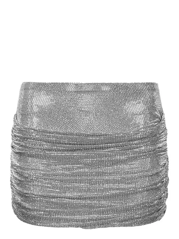 Giuseppe Di Morabito Crystal-embellished Ruched Mini Skirt - Silver