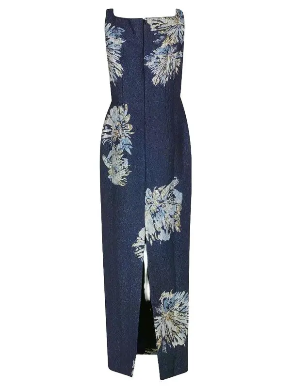 Saloni Bora Floral-jacquard Maxi Dress - Blue