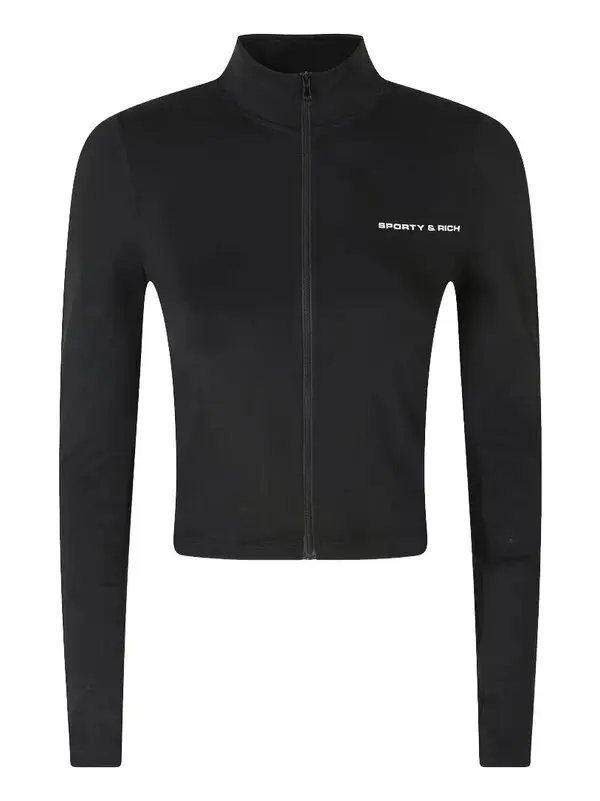 Sporty & Rich Freya Bold Logo-embroidered Zip-up Jacket - Black