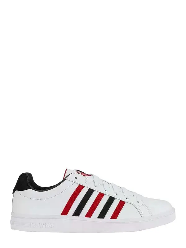 K-Swiss Court Tiebreak Striped Leather Sneakers - White