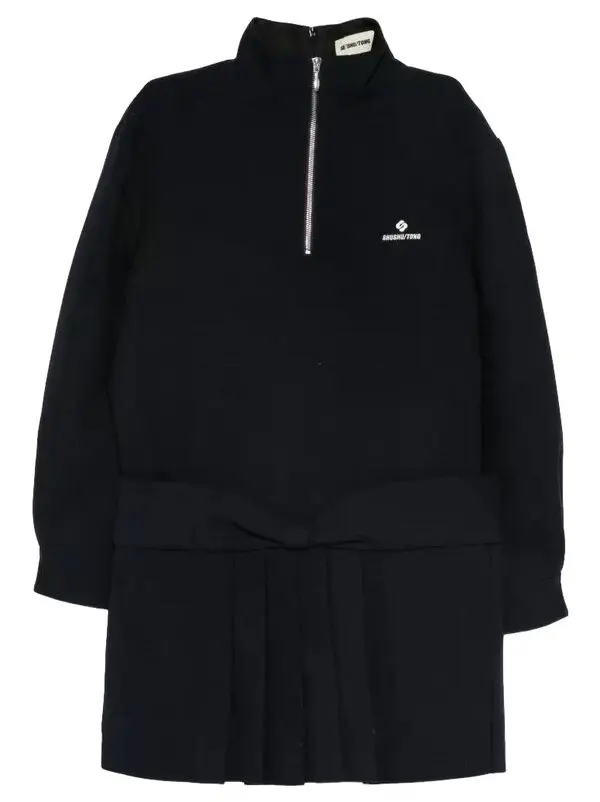 SHUSHU/TONG Pleated Bow-detail Dress - Black