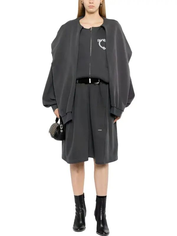 BONBOM Sleeve Hoodie Zip-up Hoodie - Grey