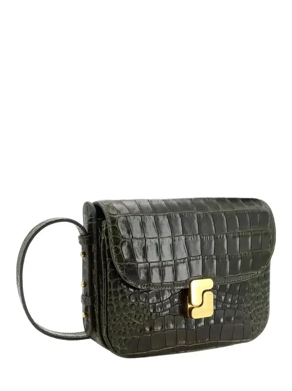 Soeur Small S-buckle Croc-effect Crossbody Bag - Green
