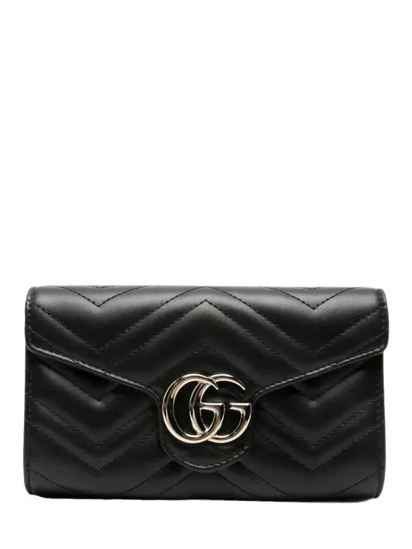 Gucci Gg Marmont Chevron-quilted Clutch Bag - Black