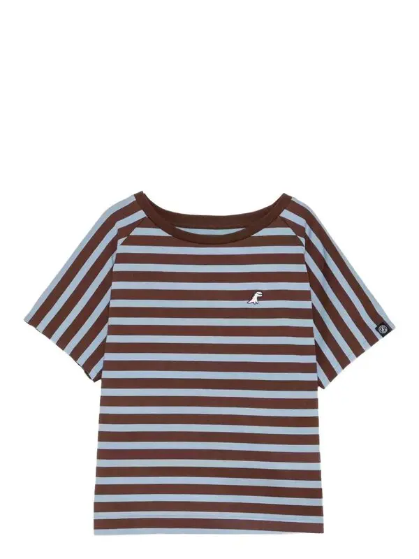 AGNES B. Dinosour-embroidery T-shirt - Brown