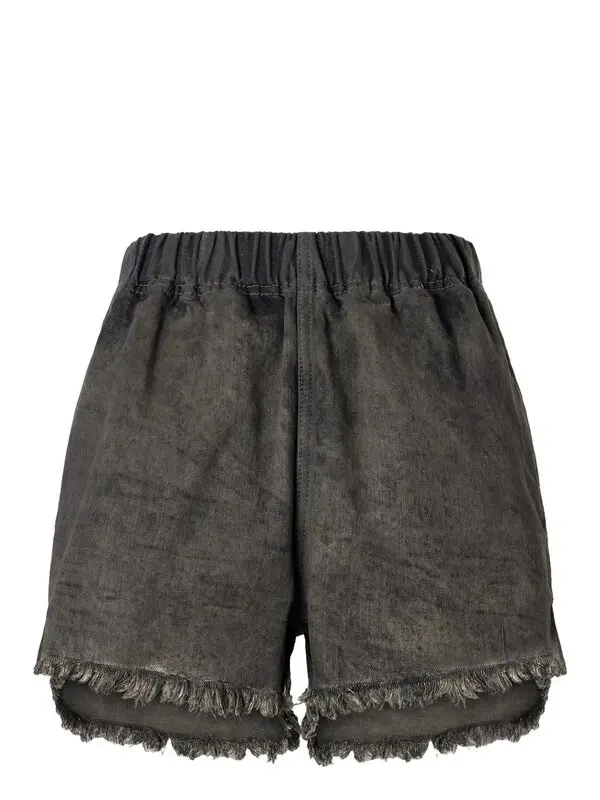 Rick Owens Frayed Denim Shorts - Gray
