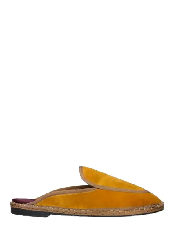 FLABELUS Bruna Velvet Flat Mules - Yellow