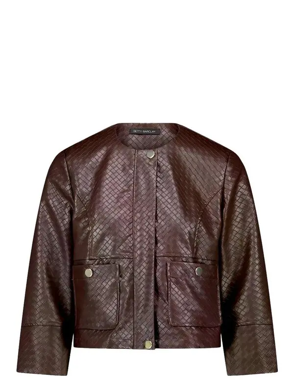 BETTY BARCLAY Woven-effect Cropped Jacket - Brown