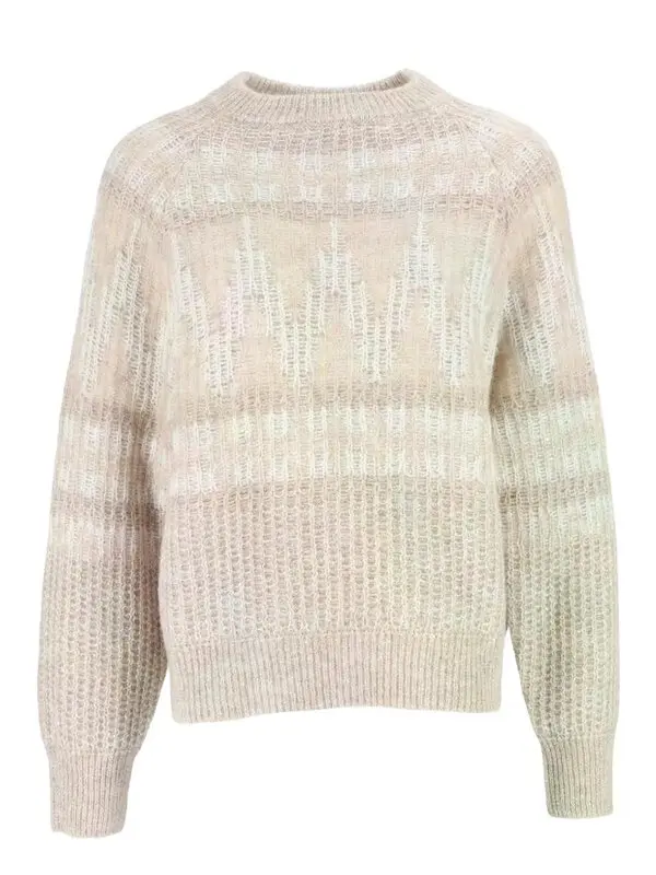 Peserico Intarsia-knit Raglan-sleeve Sweater - Neutrals