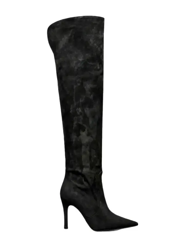 POCHE PARIS Pointed-toe Over-the-knee Boots - Black
