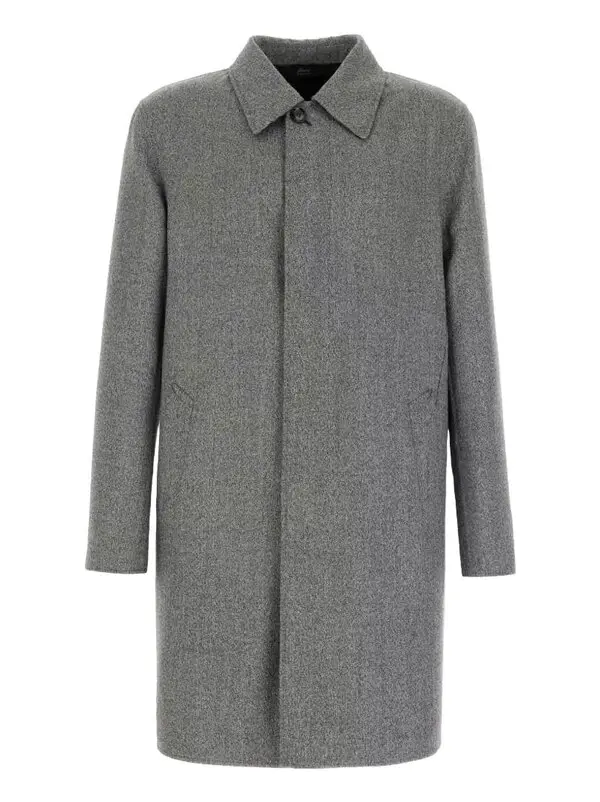 Brioni Melange Concealed-fastening Coat - Grey