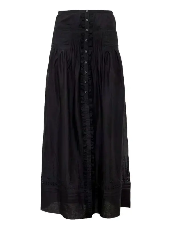 MARANT ETOILE Loraine Pintuck-detail Embroidered Midi Skirt - Black