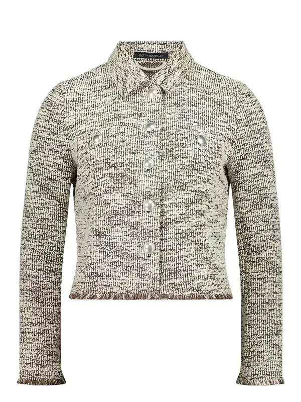 BETTY BARCLAY Bouclé Frayed Jacket - Neutrals