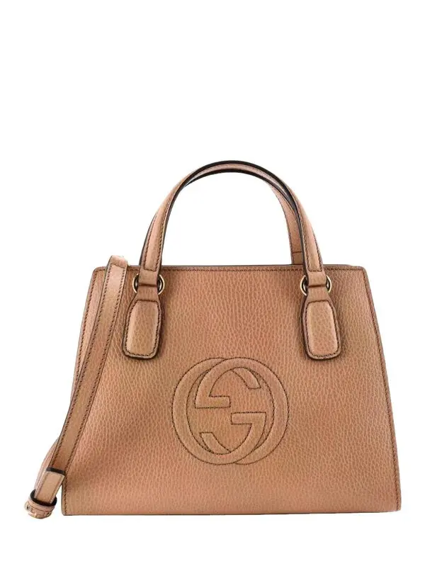 Gucci Soho Convertible Top Handle Leather Small Satchel - Neutrals