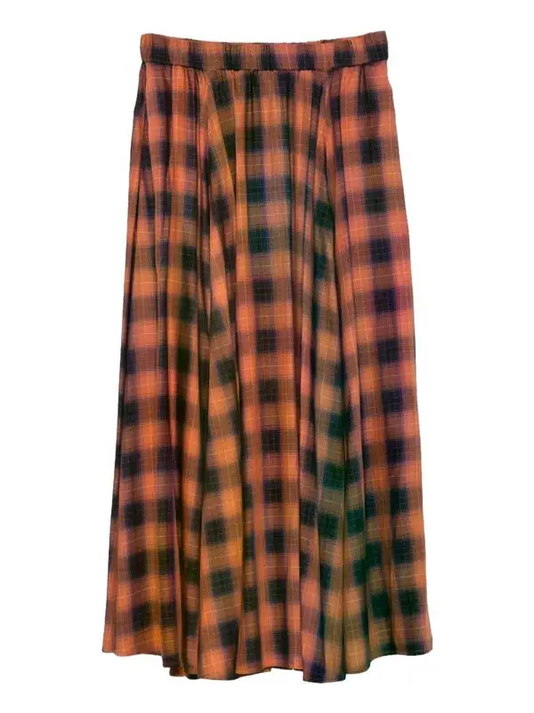 Aspesi Checked Flared Midi Skirt - Orange