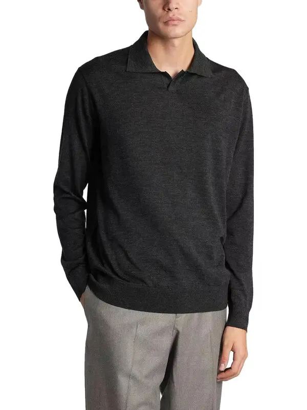 BALLANTYNE Long-sleeve Polo Collar Sweater - Grey