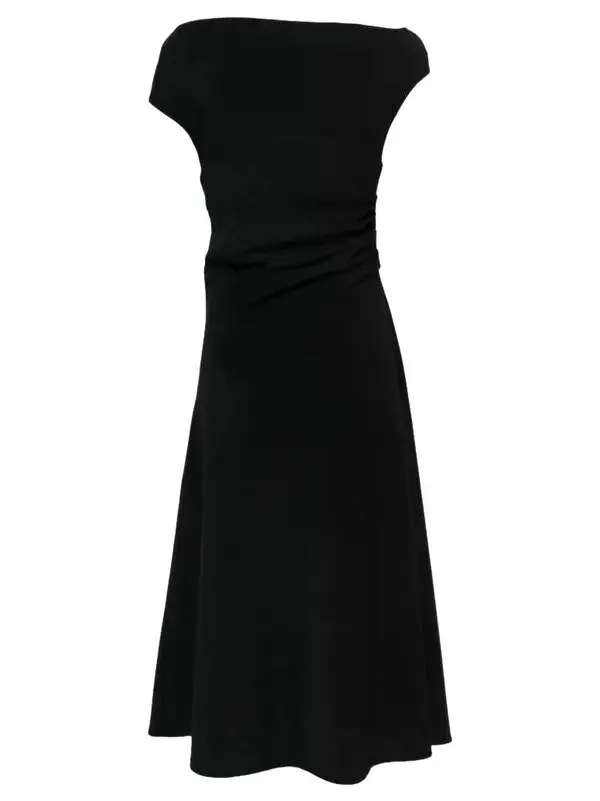 P.a.r.o.s.h Gathered Midi Dress - Black