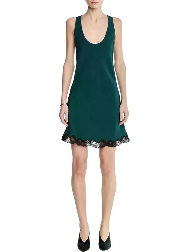 Maria Mcmanus Lace-hem Scoop-neck Mini Dress - Green