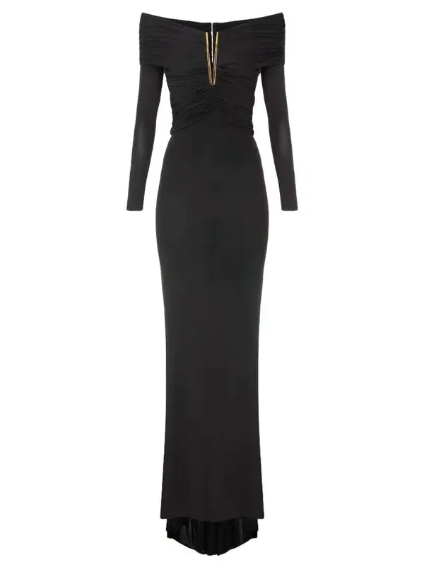 Elisabetta Franchi Red-carpet Dress In Lightweight Crêpe Jersey - Black