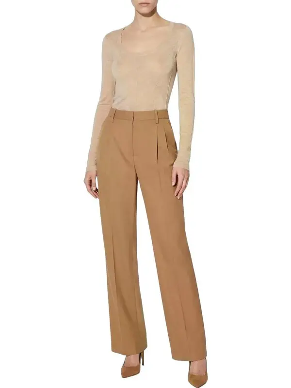 Elisabetta Franchi Flowing Gabardine Trousers - Neutrals