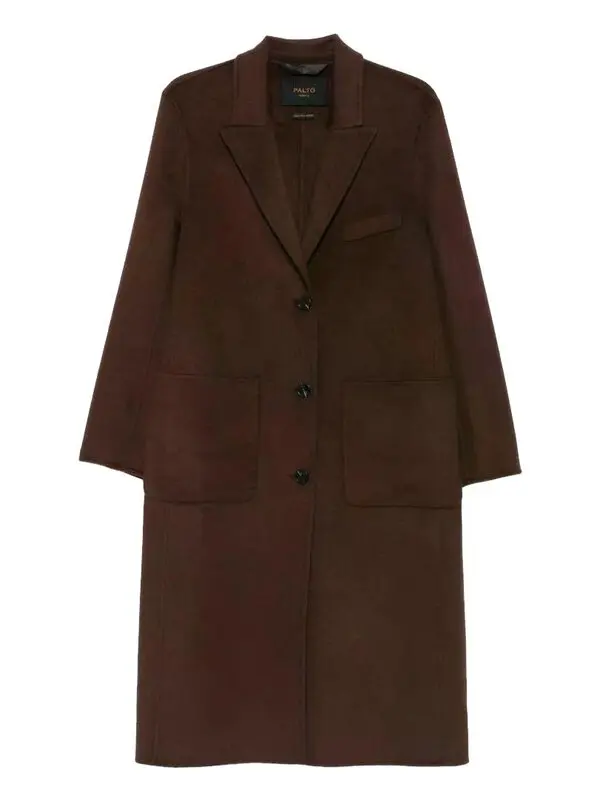 PALTO' Single-breasted Wool Coat - Brown