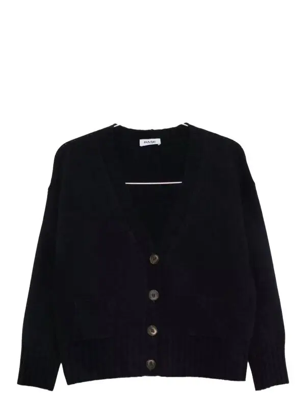 BASE MILANO V-neck Wool Cardigan - Blue