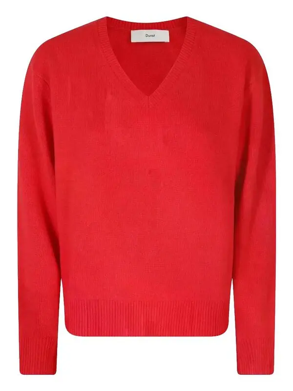 DUNST V-neck Knitted Sweater - Red
