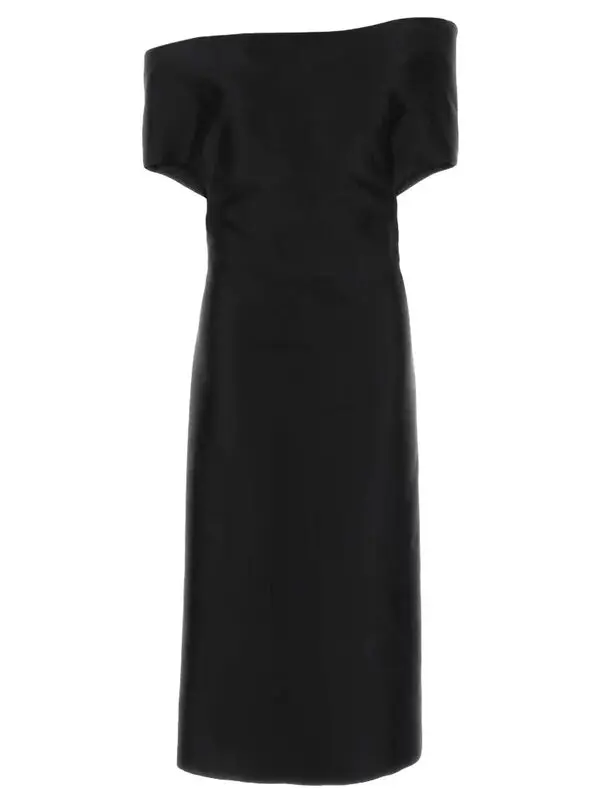 JIL SANDER Off-shoulder Midi Dress - Black