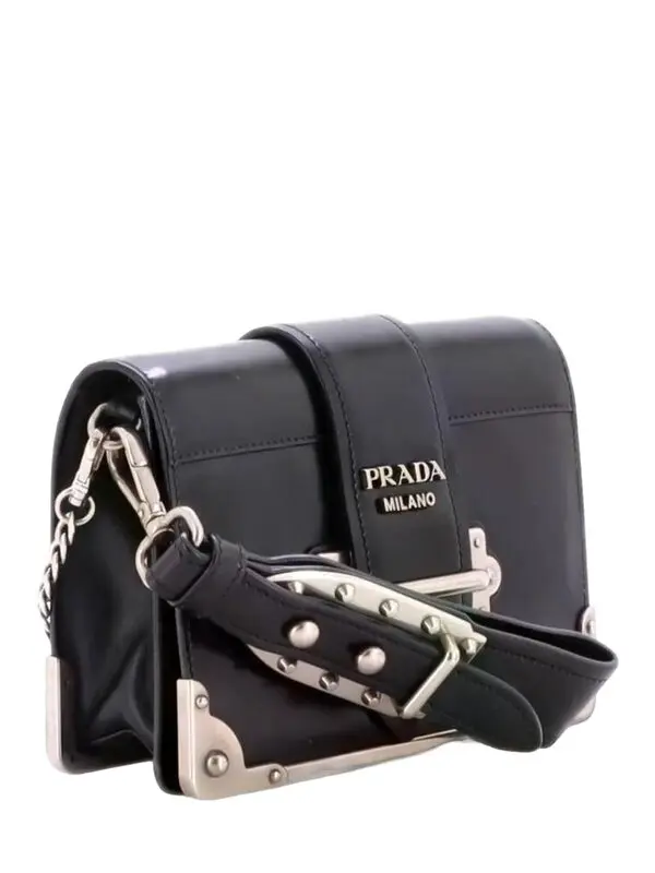 Prada Cahier Chain City Calf Small Crossbody Bag - Black