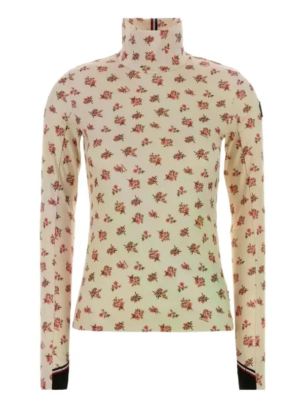 Moncler Floral-print High-neck Base Layer - Neutrals